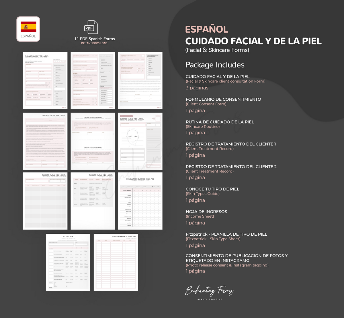 SPANISH (ESPAÑOL) - Facial Skincare Consultation & Consent Forms Bundl