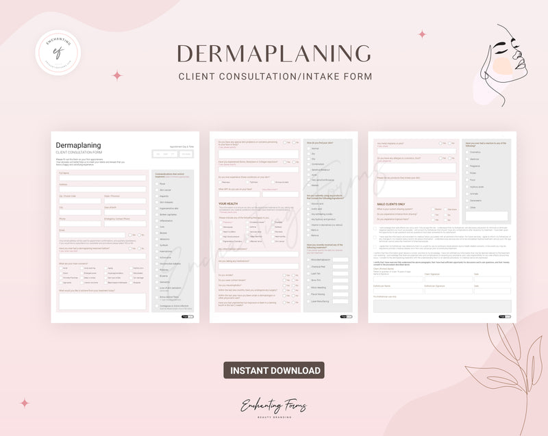 Dermaplaning Consent Form | Consultation PDF Bundle