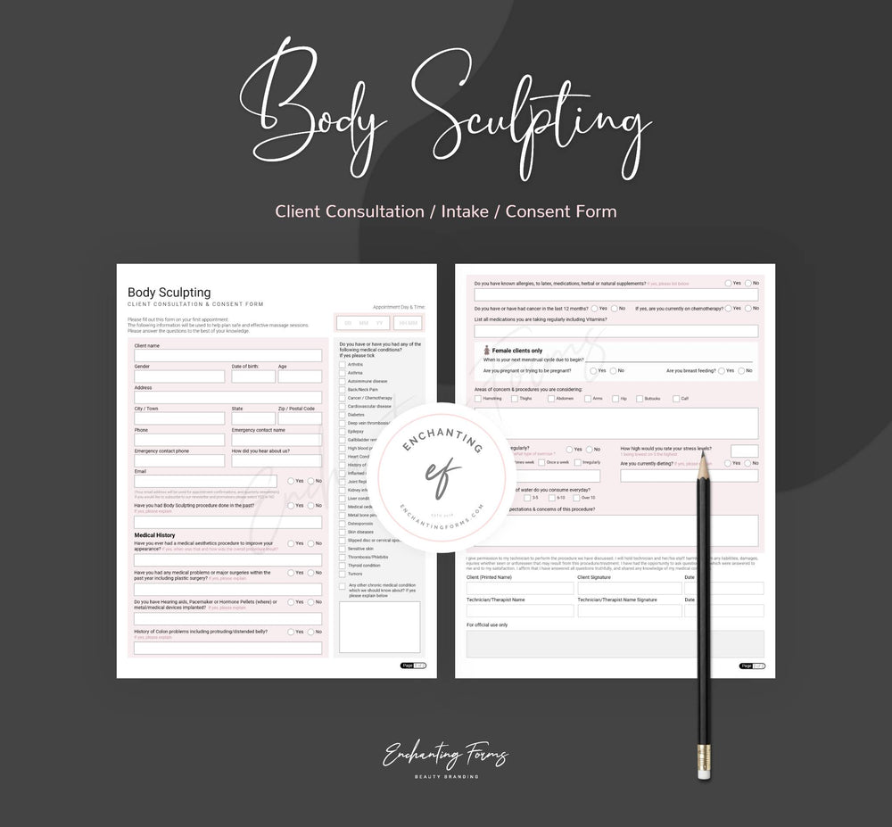 Body Sculpting Consultation & Consent Forms Bundle