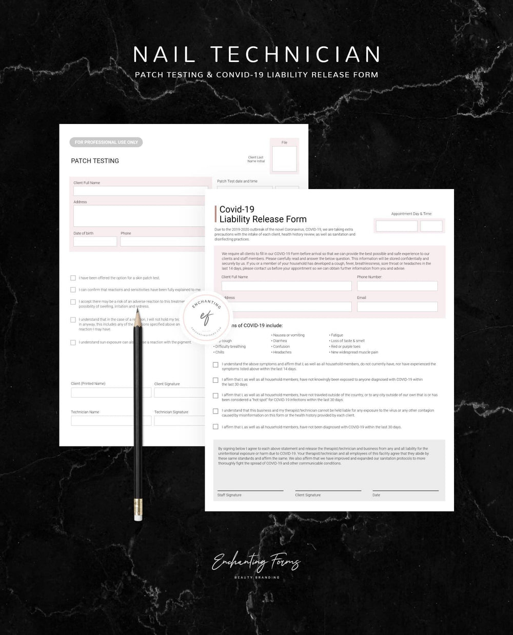 English - Nail Technician Consultation & Consent Forms Bundle (Blush P