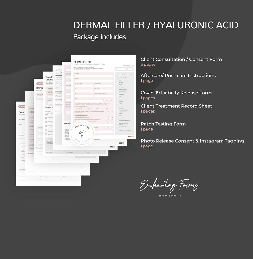 Dermal Filler Consent Form | Aesthetic Clinic PDF Bundle | Enchanting Forms